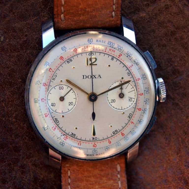New Old Stock 1940's Doxa Chronograph with Ribbon Lugs and Beautiful ...