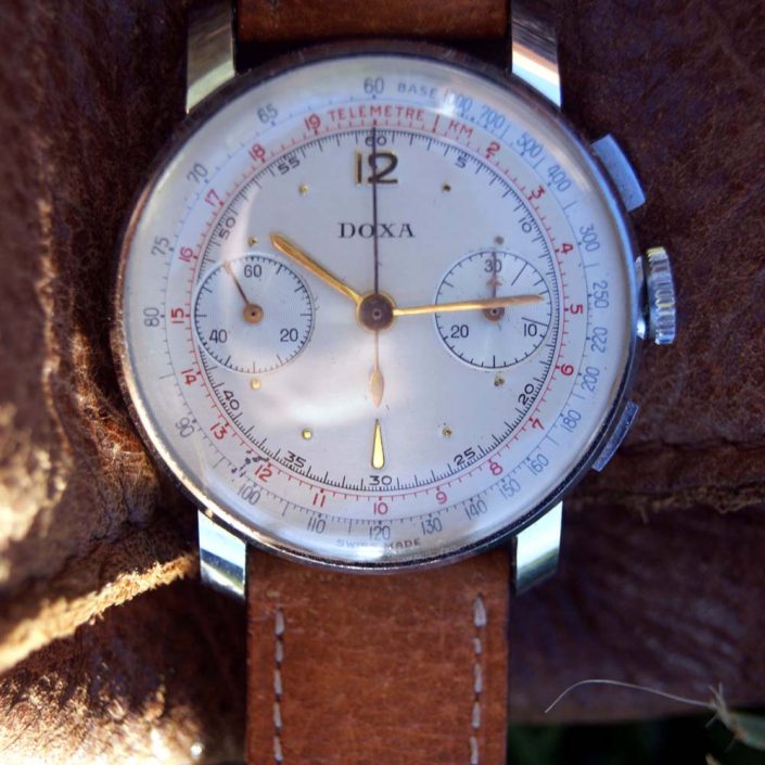 New Old Stock 1940's Doxa Chronograph with Ribbon Lugs and Beautiful ...