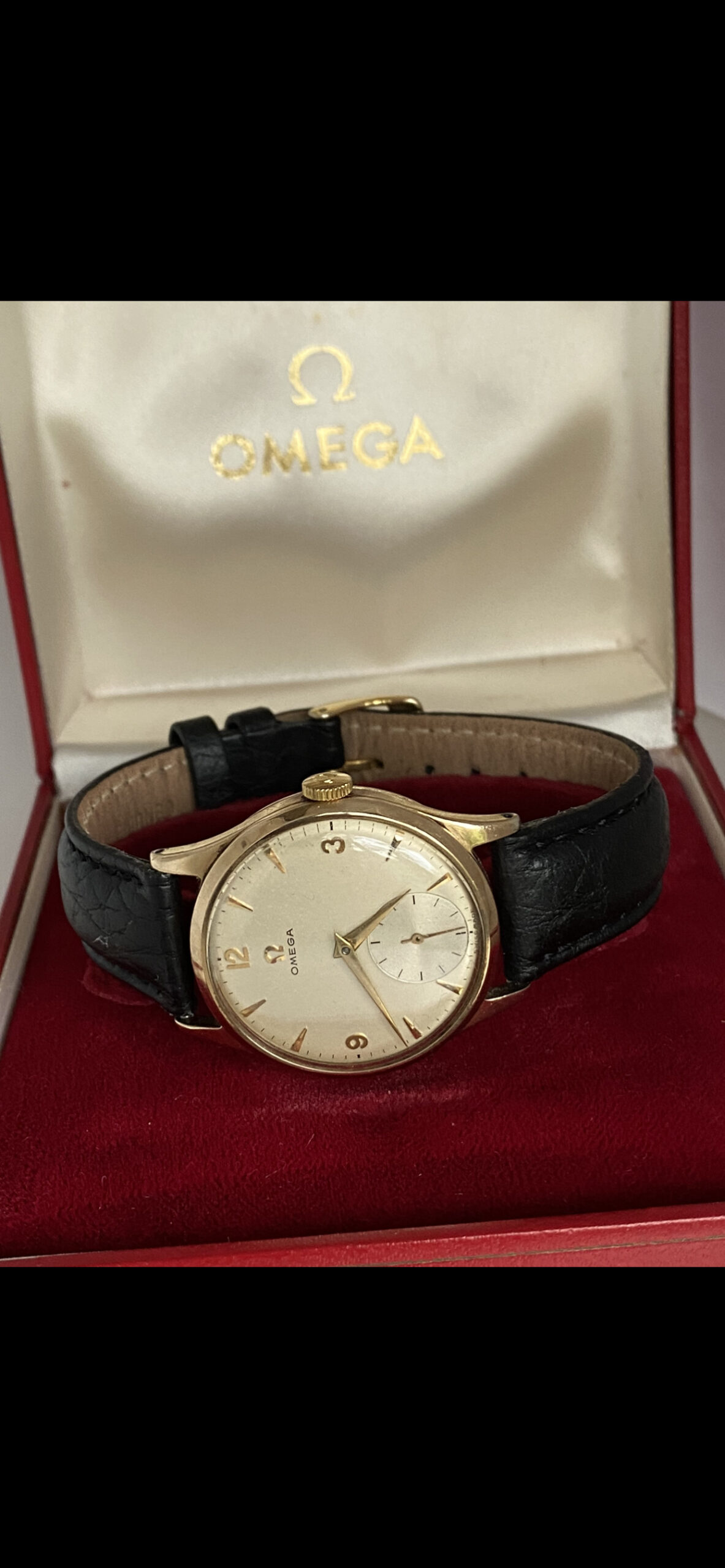 1954 Solid Gold Omega Dress Watch Dennison Case Original Omega Box ...
