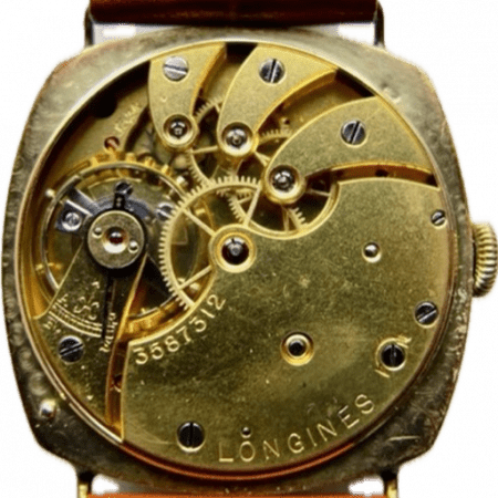 1925 Art Deco Longines Solid Gold Large “Cushion Case” Wristwatch with ...