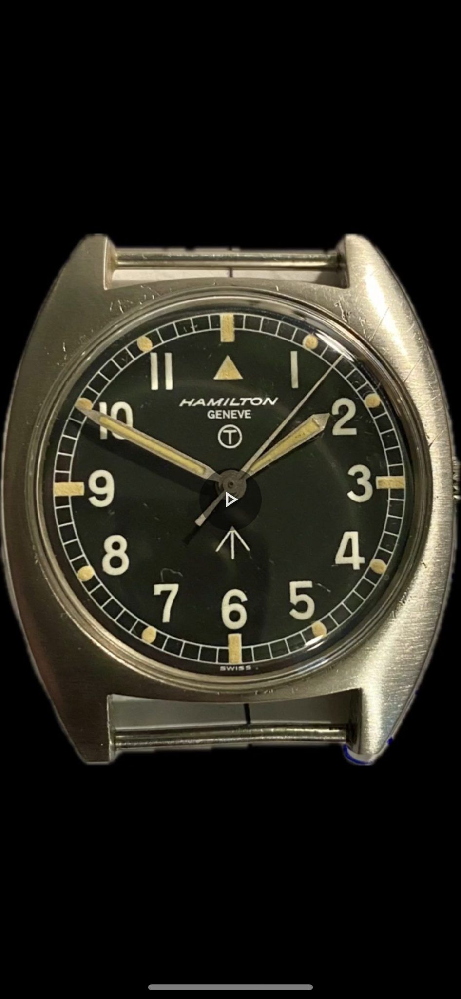 1974 Hamilton Geneve British Military Watch Steel Tonneau Case with RAF ...